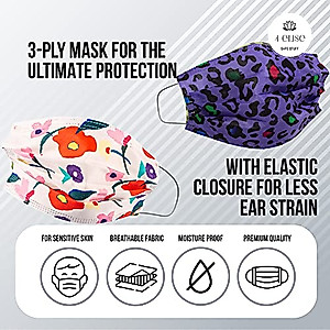 Safe N Wild Disposable Face Masks - 50 Breathable, Soft, Comfortable Masks Disposable - Waterproof 3 Ply Disposable Face Mask (Animal Print)