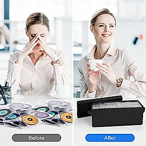 HATTERTOP CD Storage Box Set of 3, DVD Storage Case 14.2 x 6.3 x 5.5 Inch CD Case Storage with Lids & Handles to Store up to 165 Discs for Car Travel Home - Black