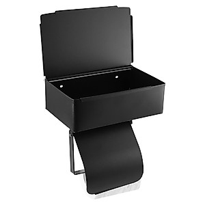 VOCOSTE Toilet Paper Holder, Bathroom Toilet Roll Tissue Holder Wall Mount for Kitchen Bathroom with Shelf, Black