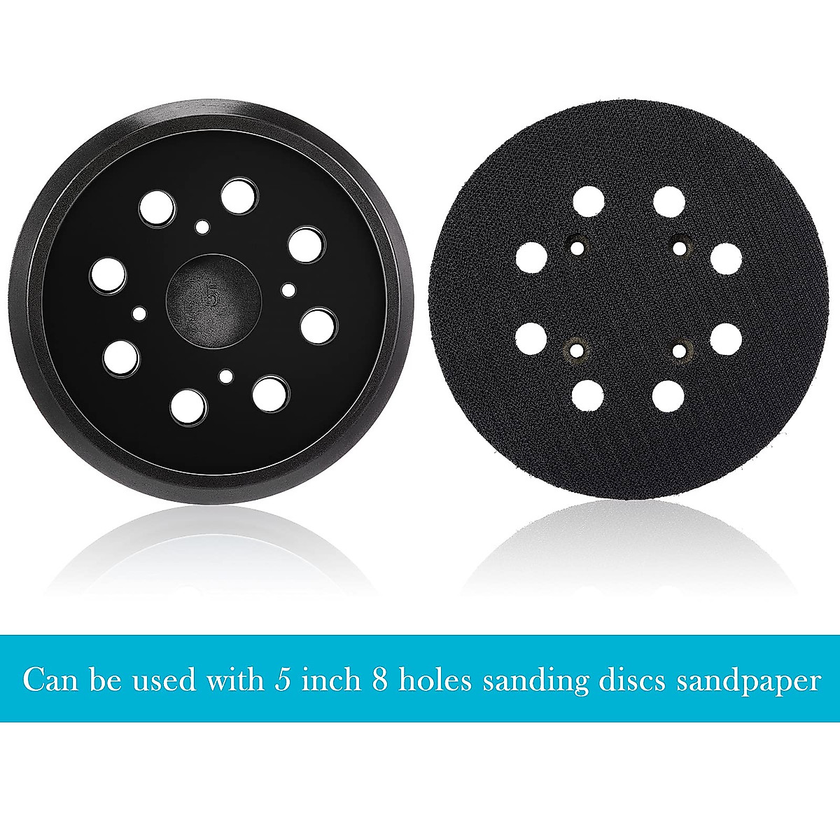 2 Pieces 5 Inch 8 Hole Hook and Loop Orbital Sander Replacement Pad Backing Pad (Black,)