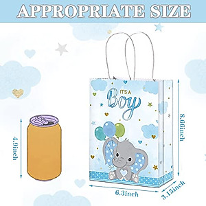 Zonon 16 Packs Baby Shower Present Bags Baby Shower Elephant Party Bags Baby Goodie Bags Elephant Themed Party Favors Bags with Handle for Kids Birthday Baby Shower Party Supplies (Boy Style)