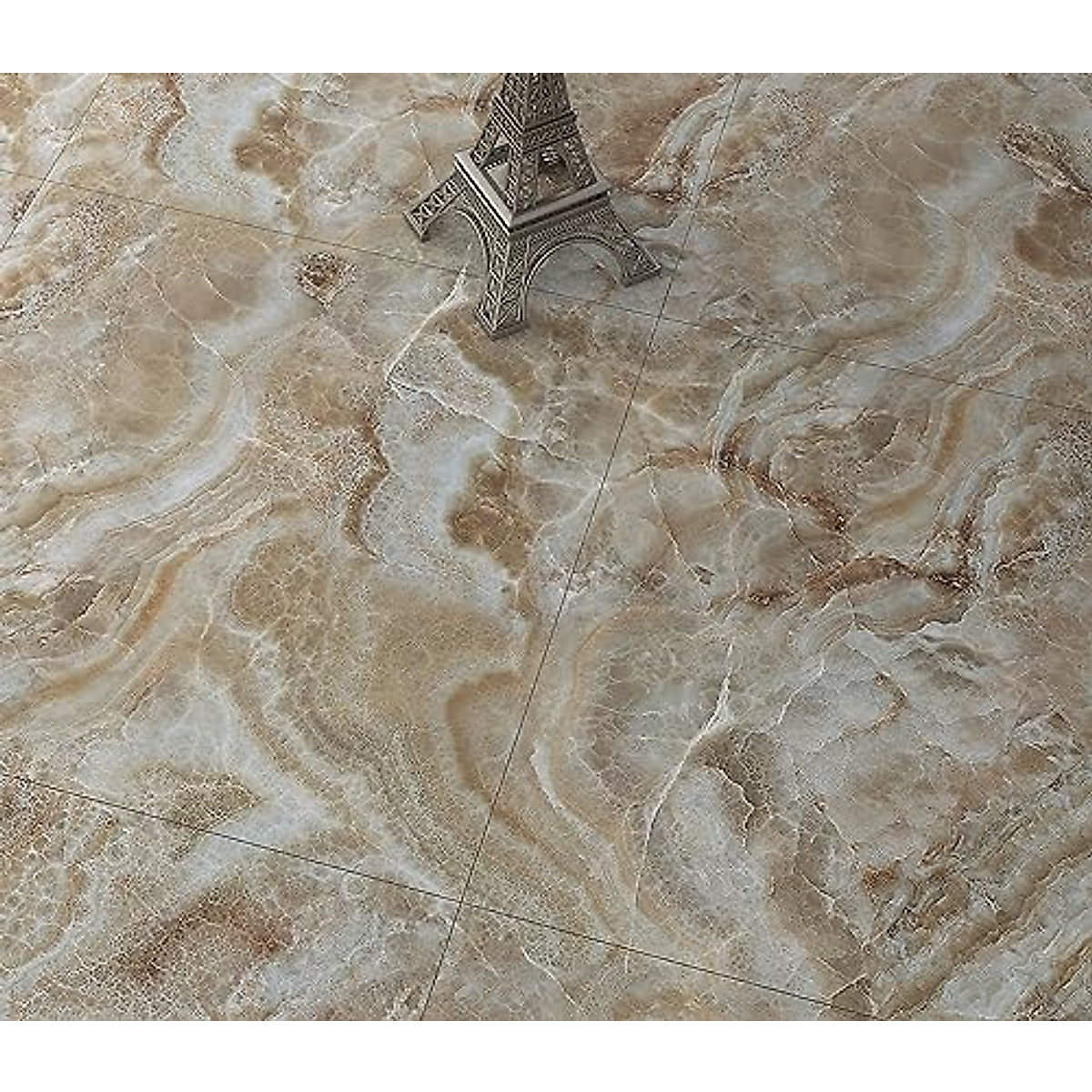 auxua Peel and Stick Floor Tile 12 Pcs Crack-Like Marble Vinyl Flooring 12"x12" Durable Waterproof Non-Slip Granite Vinyl Tiles Self Adhesive Removable for Kitchen Living Room Bedroom Bathroom
