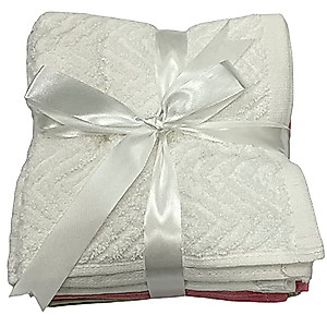 100% Cotton 8 PC Textured Washcloth Set in Pastel Pink, White, Green and Blue