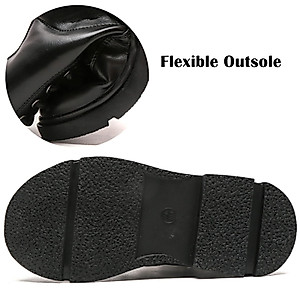 DADAWEN Boys Girls Waterproof Lace Up Mid Calf Combat Boots With Side Zipper for Toddler/Little Kid/Big Kid Black US Size 2 M Little Kid