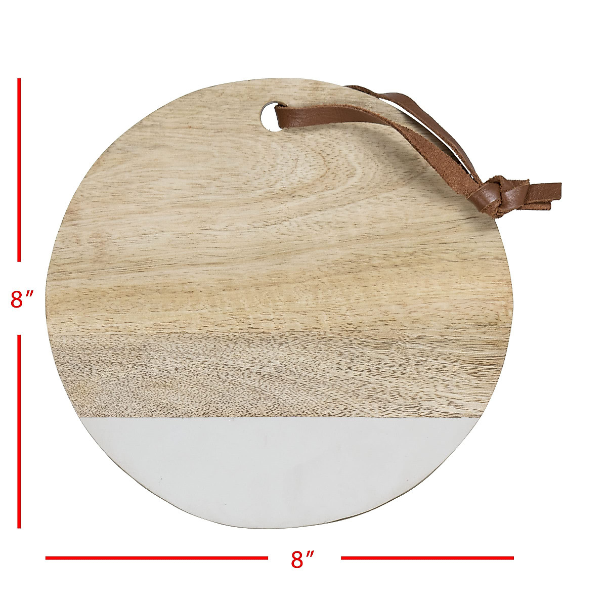 Foreside Home & Garden Wood & Gray Resin with Leather Loop Round Cutting Board