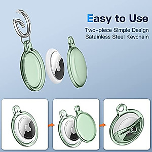 Adorve Airtag Holder, Waterproof Airtag Keychain, Apple Air Tag Case, 6 Pack Protective Airrtag Tracker Case with Key Ring for Dog Collar, Luggage, Keys, Kids, Clear/Pink/Purple/Blue/Gray/Pine Green