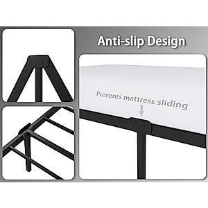 AROMUSTIME 16 Inch Standard Metal Platform Bed Frame / 3,000 lbs Heavy Duty Steel Slat Easy Assembly Mattress Foundation/No Noise/Box Spring Replacement, Cal King