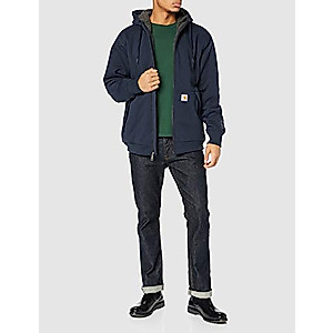 Carhartt Men's Rain Defender Rockland Sherpa Lined Hooded Sweatshirt, New Navy, Small