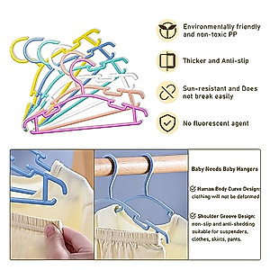 Mosearon Baby Hangers 120Pcs Kids Hangers,Plastic Hangers Non Slip, Clothes Hanger, Toddler Hangers, Infant Hangers, Child Hangers for Nursery, 120 Pcs,Pink Blue Yellow White Purple Green