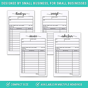 321Done Thank You Receipt Book, 3.4x5.5 Handheld 2-Part Carbonless, Made in USA, Carbon Duplicate Copy Sales Order Form, Invoice Pad, Cute Convenient for Small Boutique Business (50 Sets) White/Yellow