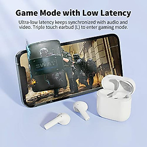 Wireless Earbuds, Bluetooth Earbuds Environmental Noise Cancellation 4 Mic Call Noise Cancelling Mini Earbuds, Bluetooth 5.2 Light Weight Deep Bass Headphones for Work, Home Office