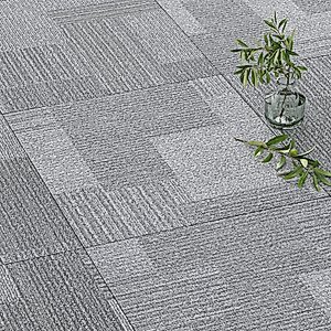 FunStick 15 Pack Vinyl Flooring Peel and Stick Floor Tile Bathroom Waterproof 12x12In Grey Stick on Flooring Tiles for Kitchen Bedroom Grey Laminate Flooring Removable Sticky Linoleum Carpet Tiles