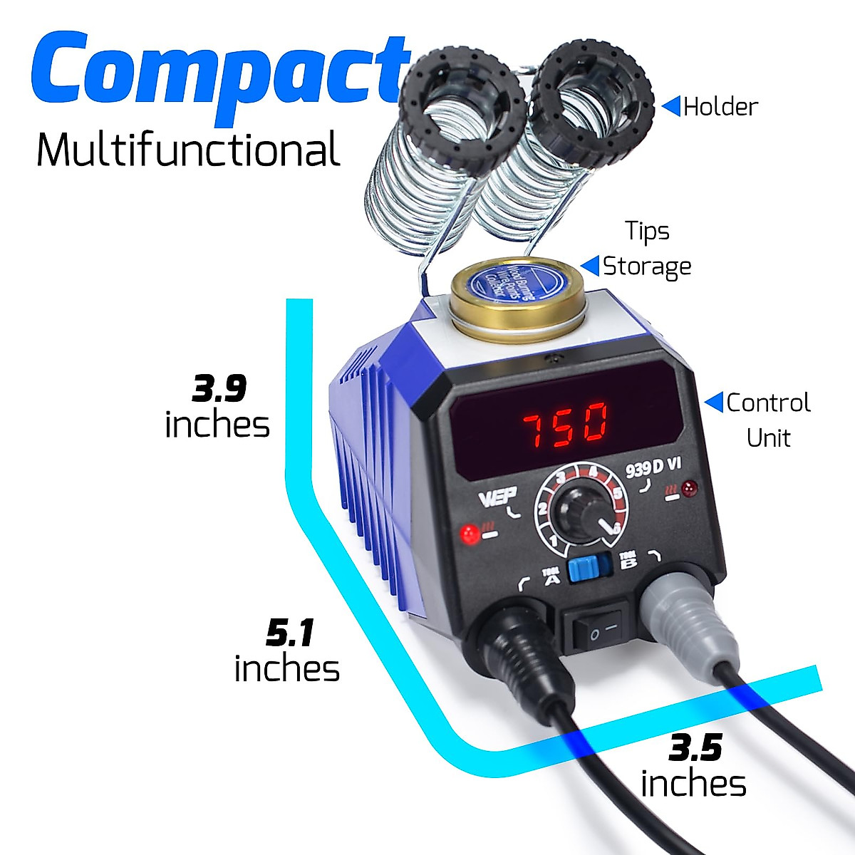 WEP 939D-VI Dual Pen Wood Burning Kit 250-750℃/482-1382℉ A/B Toggle Wood Burning Tool with 2 Detachable Pens, 20 Wood burner Tips, Dual-Barrel Holder. Suitable for Pyrography, Leather Burning Kit