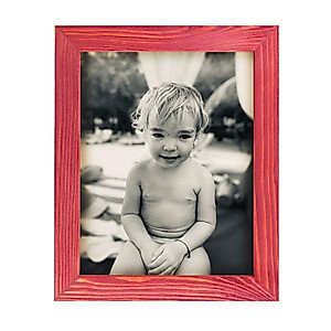 Rustic Wooden Poster Picture Frame 16x20 Inch - Natural Solid Eco Distressed Wood for Wall Mounting Photo Frame, Red