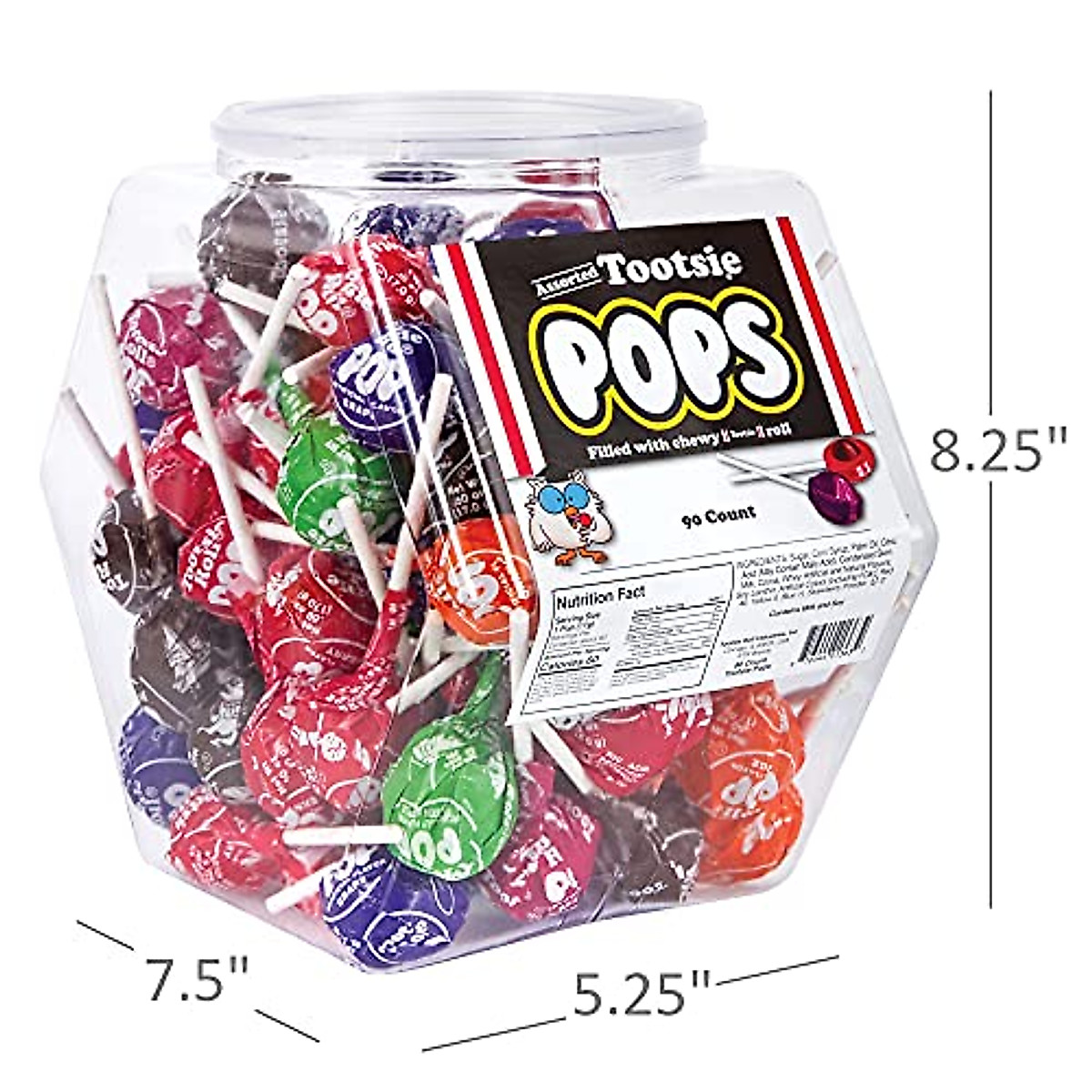 Tootsie Roll Pops Variety Pack Bulk Candy | 90 Individually Wrapped Lollipops filled with Tootsie Rolls | Assorted Suckers Candies in Reusable Plastic Tub, 90 Count (Pack of 1), (-092021-v5)