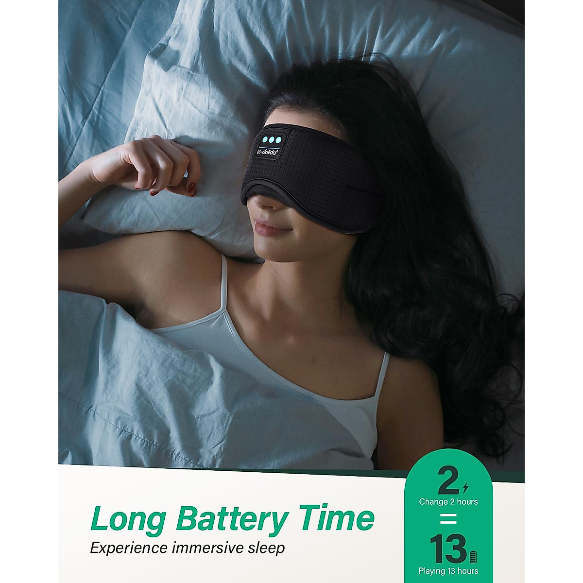 LC-dolida Sleep Headphones, White Noise Bluetooth Sleep Mask 3D Wireless Eye Mask Sleeping with Timing, Sleep Mask with Bluetooth Headphones for Side Sleepers Travel Yoga, Cool Gifts Men Women