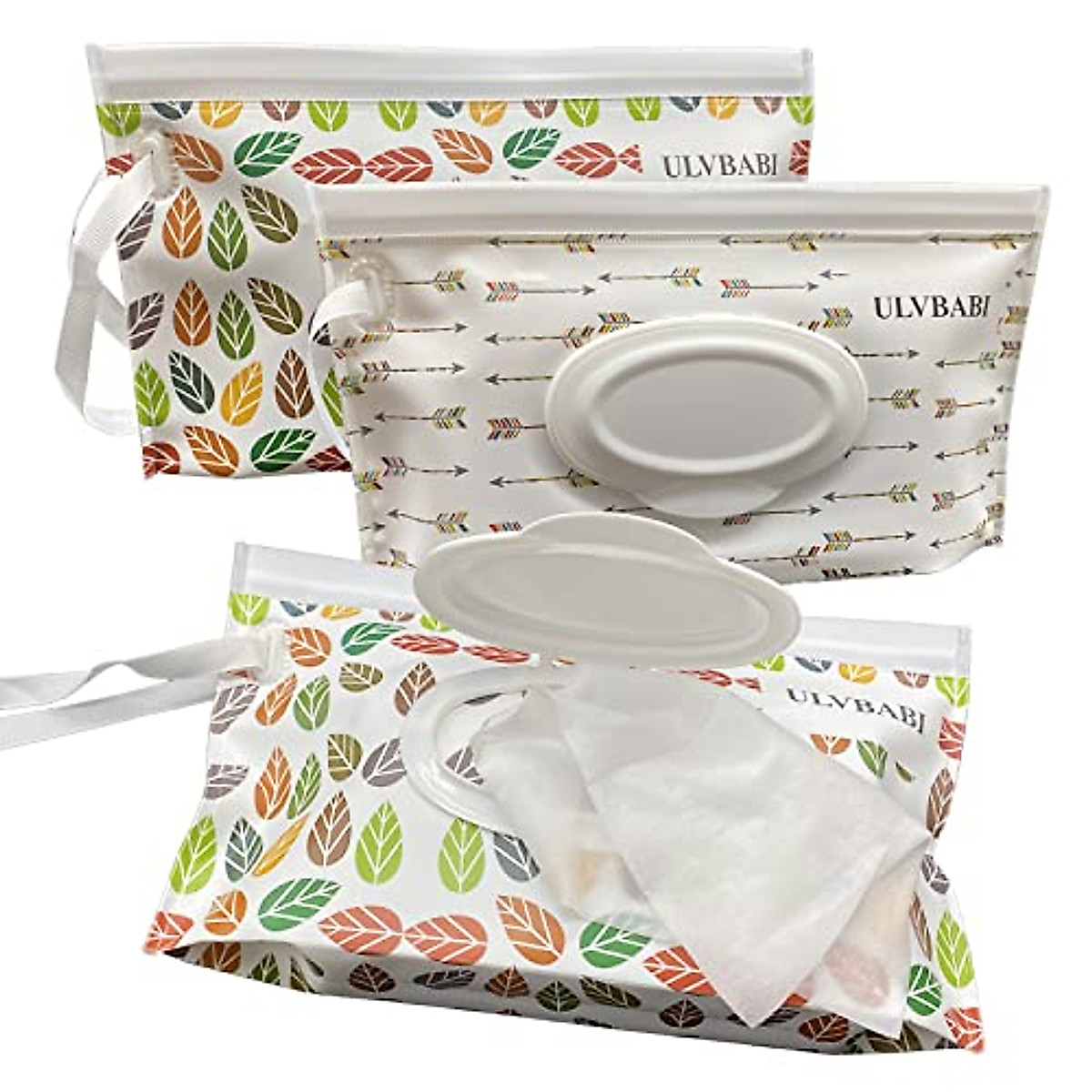 Portable Pouch Bags Set, 2 Pack Wet Wipe Holder Container, Reusable and Refillable Personal Travel Wet Wipes Dispenser Cases