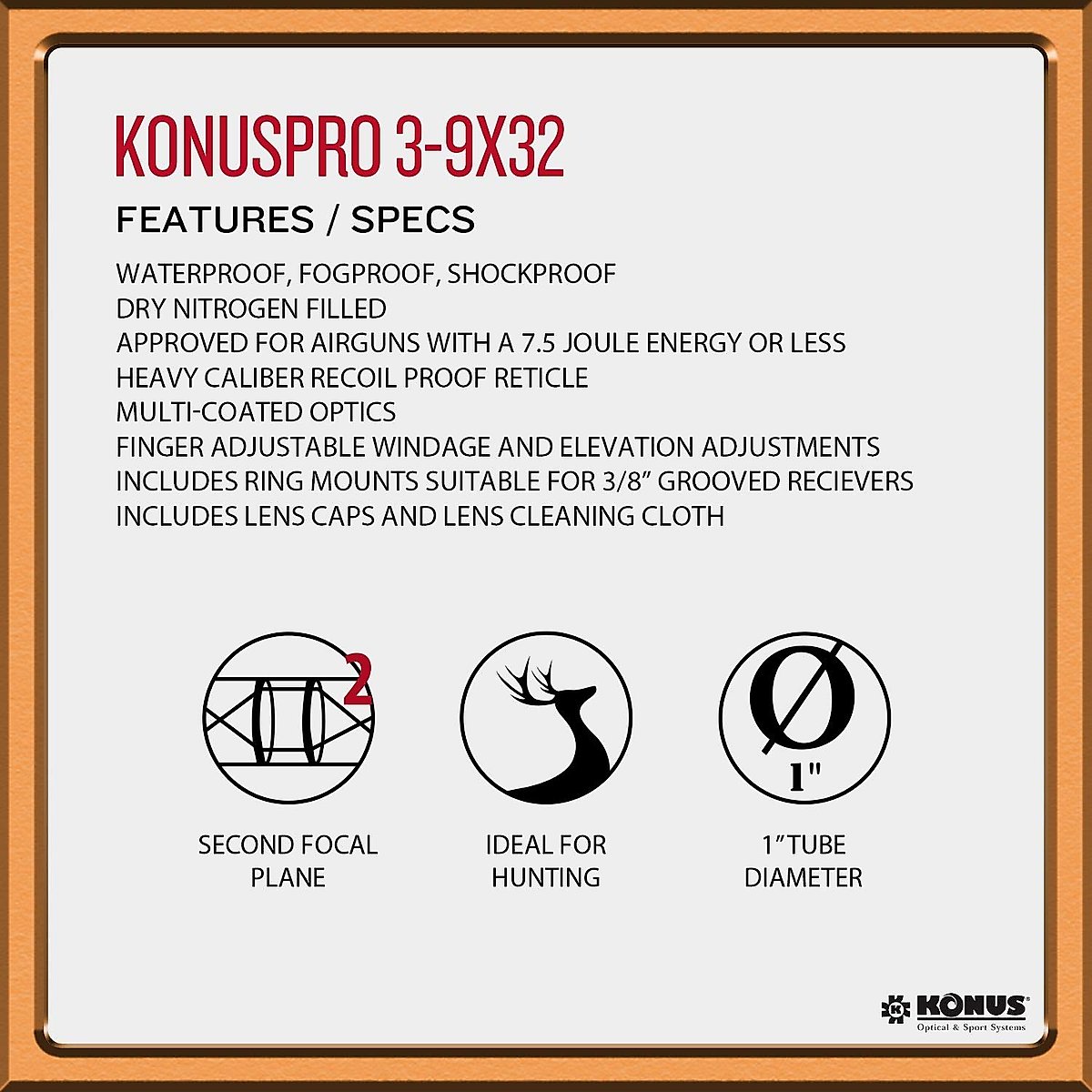 KonusFire 3x-9x32mm 3x-9x32mm Riflescope with mounting Rings