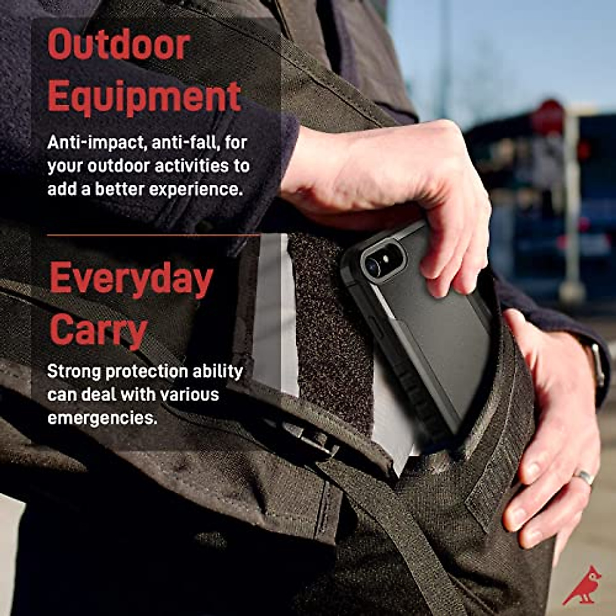 CAPERCASE Everyday Carry Series for iPhone se case, iPhone 8 case, iPhone 7 case, iPhone se 2022 case, iPhone se case 2020, Men Hard Shockproof Protective case, Black