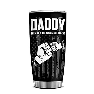 wowcugi Dad Tumbler Personalized Dad Gifts From Daughter Son Man Myth Legend American Flag Tumblers Stainless Steel Coffee Travel Mug 20oz 30oz Birthday Christmas Cup Gift For Men Dads Daddy…