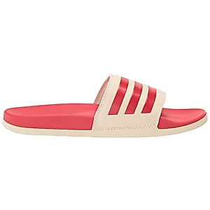 adidas Unisex Adilette Slides Sandal, Wonder White/Vivid Red/Gold Metallic, 13 US Women