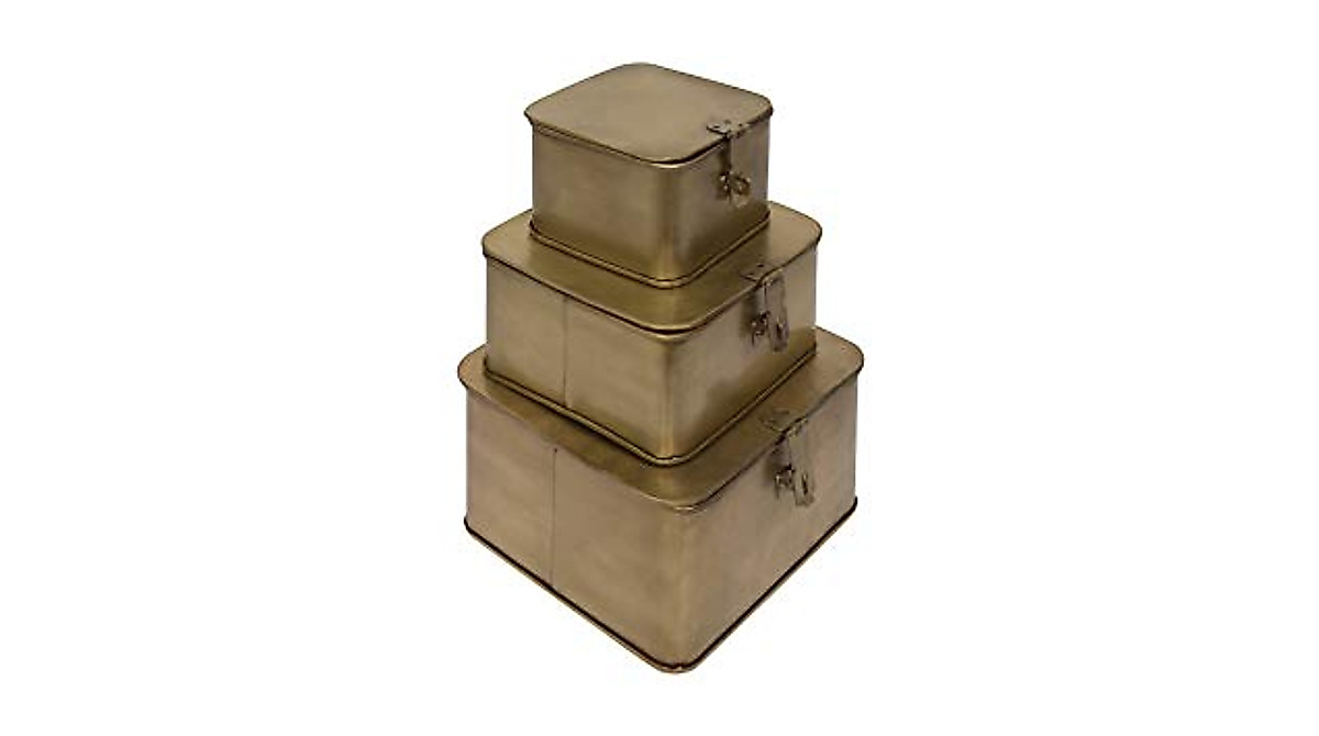 Stylish Gold Decorative Metal Boxes Set by Creative Co-Op