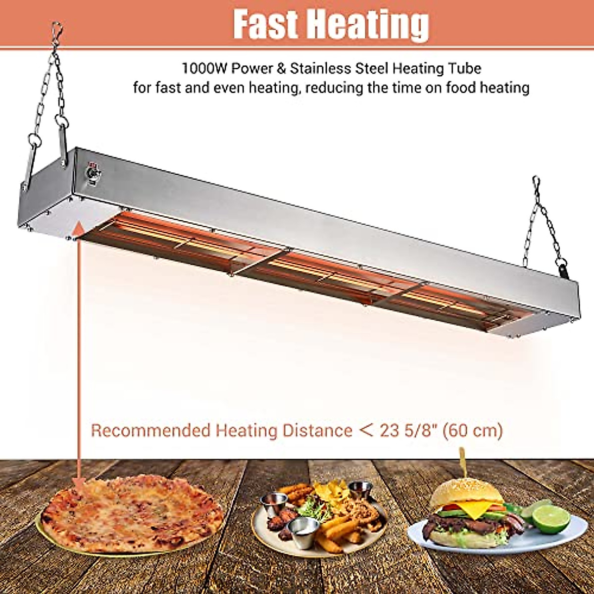 WeChef Electric Strip Heater 2 Pack Portable 36" 1000W Commercial Food Warmer Heating Lamp for Fry Chicken