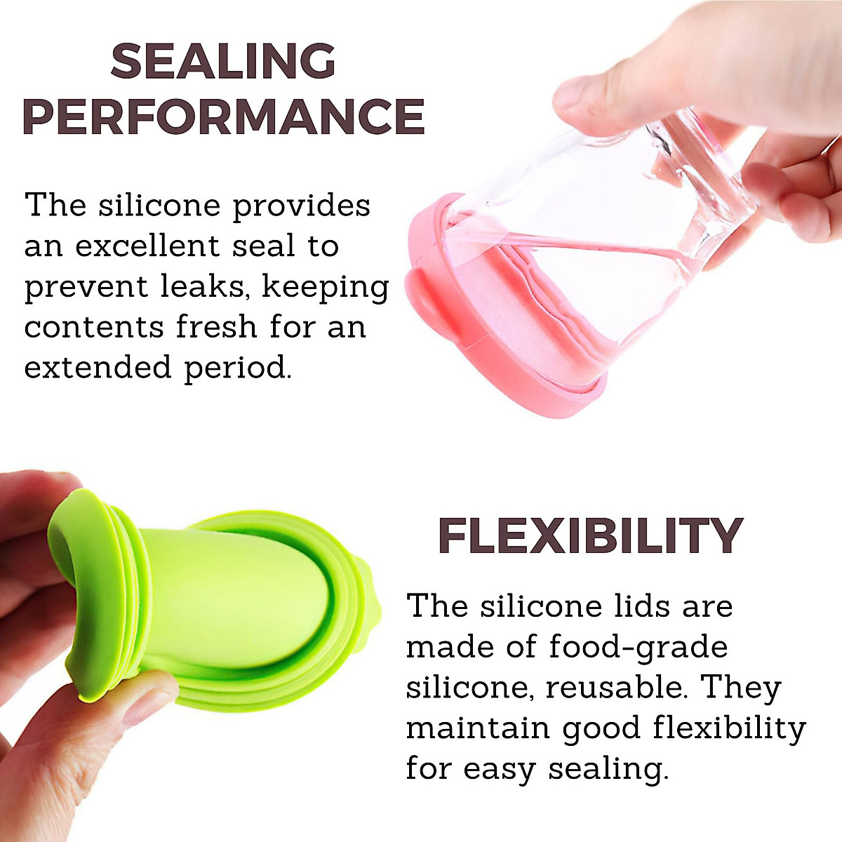 BENIFILE 3-in-1 Oui Yogurt Jar Lids - 4 Pack Oui Jar Lids Compatible with Yoplait Yogurt Container Reusable Silicone Stretch Canning Lids Replacement Covers for Oui Yogurt Glass Jars