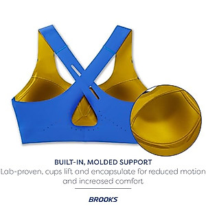 Brooks Women's Crossback 2.0 Sports Bra for Running, Workouts & Sports - Bluetiful/Golden Hour - 40 C/D
