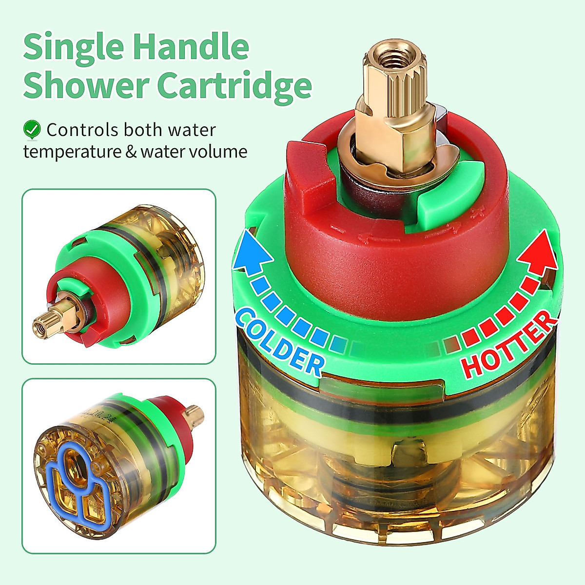 Dreyoo Control Cartridge and Pressure Balance Valve Replacement for 95-152/95-154, Compatible with Gerber Safetemp II Single Handled Tub and Shower Valves, Faucet Cartridge, 2 Parts