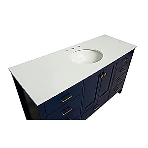 Kitchen Bath Collection Horizon 60-inch Single Bathroom Vanity (Engineered White/Royal Blue): Includes Royal Blue Cabinet with Engineered White Countertop and White Ceramic Sink