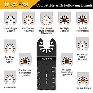 Trivd Frol 50PCS Oscillating Saw Blades, Professional Universal Titanium Multitool Blades for Wood Plastics Metal, Quick Release Multi Tool Blades Kits Fit Dewalt Ryobi Milwaukee Rockwell Fein