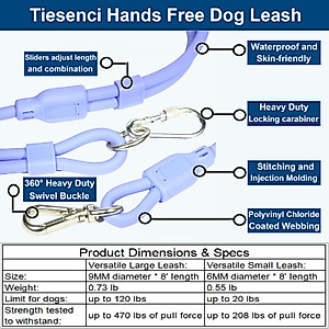 Tiesenci Hands Free Dog Leash Crossbody 8' 9-in-1 Waist Leash for Dog Walking Adjustable Waterproof Dog Leash for Swimming Running No Pull Dog Harness and Leash Set (Large, 20-120 lbs, Matte Black)
