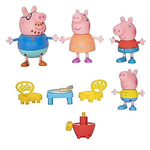 Peppa Pig Shopping Mall with Family, Includes 1 Connectable Mall Playset, 4 Character Toy Figures, 2 Chairs, 1 Pizza Table, 1 Toy Boat – for Kids - AMAZON EXCLUSIVE