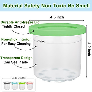 for Ninja Creami Pints and Lids - 4 Pack, Creami Extra Pint Containers Compatible with Nijana Creami NC301 NC300 NC299AMZ CN301CO Series Ice Cream Maker, for Ninja Creamy Pints containers Cups 16oz