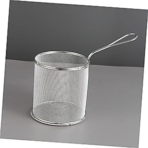 Zerodeko 2 Sets mini fryer deep fryer pot Stockpot with Basket round frying pot with basket onion rings fry basket kitchen mini griddle Food Fried Basket insulation skimmer Stainless steel