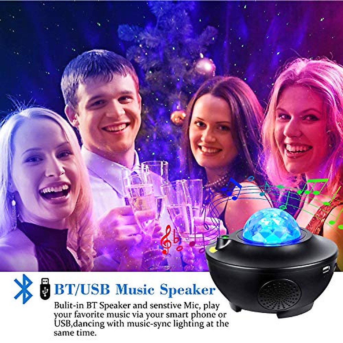 LUXONIC Galaxy Projector Compatible with Alexa, Star Projector with Remote&App Control,Starry Night Light Projector Built-in Bluetooth Speaker for Kids Gift,Bedroom Decoration