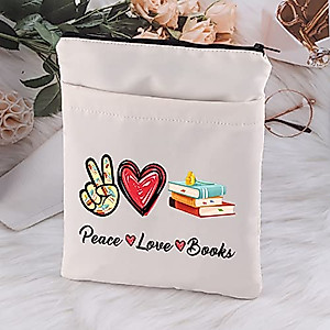 MNIGIU Funny Book Lover Gift Bookish Book Sleeve with Pocket Peace Love Book Protector Cover Kindle Book Sleeve (Peace Love Book)