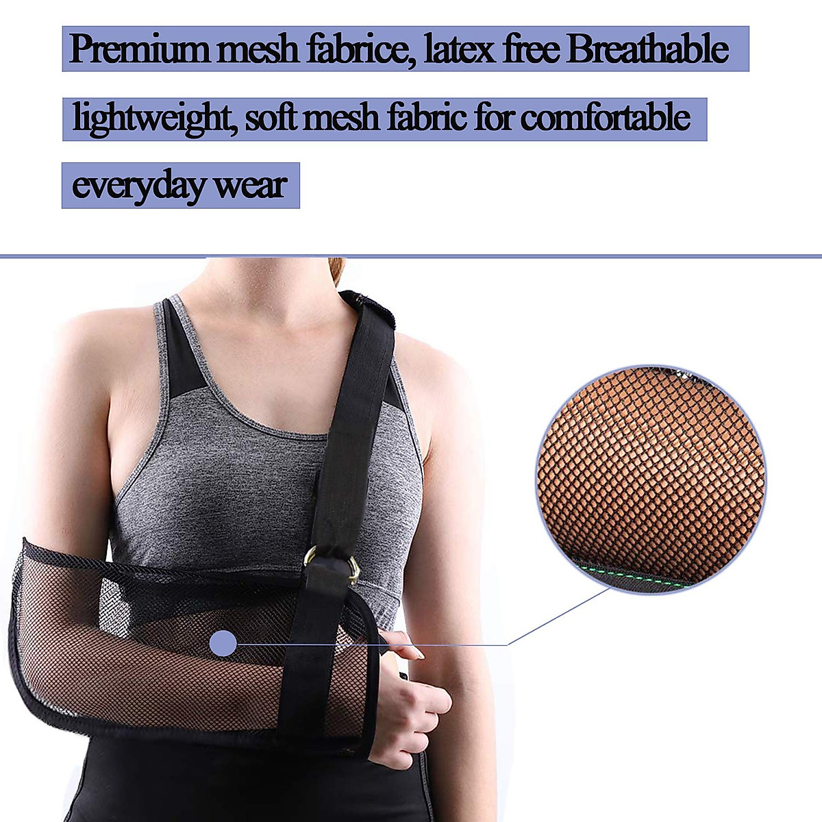 YAVOUN Breathable Mesh Arm Sling for Shower - Adjustable, Slings for Arm Torn Rotator Cuff Injury, Shower Sling for Shoulder, Elbow, Wrist, Sling Forearm - Right Left Arm for Men Women(Black)