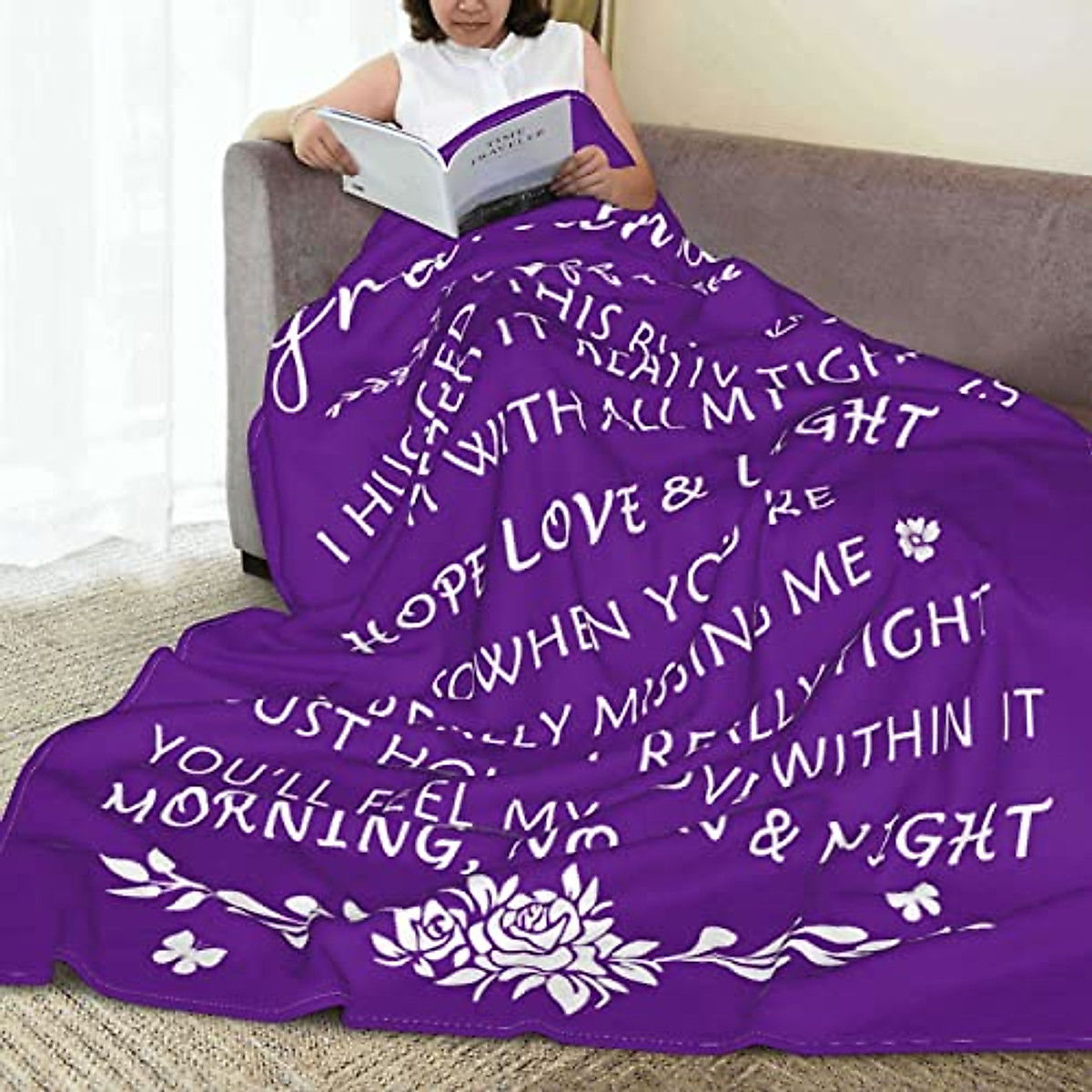 I Love You Grandma Gift Blanket Soft Throw Great Grandmother Gifts for Grandma Nana Gifts from Grandkids for Birthday Mothers Day Wrap Your Grandmother with Love and Inspirational Words 50" x 60"