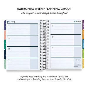 A5 Platinum Spiral Coiled Life Planner (July 2023 - June 2024) - 2023 Layers Colorful Classic Cover + Wildflowers Interior Pages. Horizontal Weekly & Monthly Agenda By Erin Condren