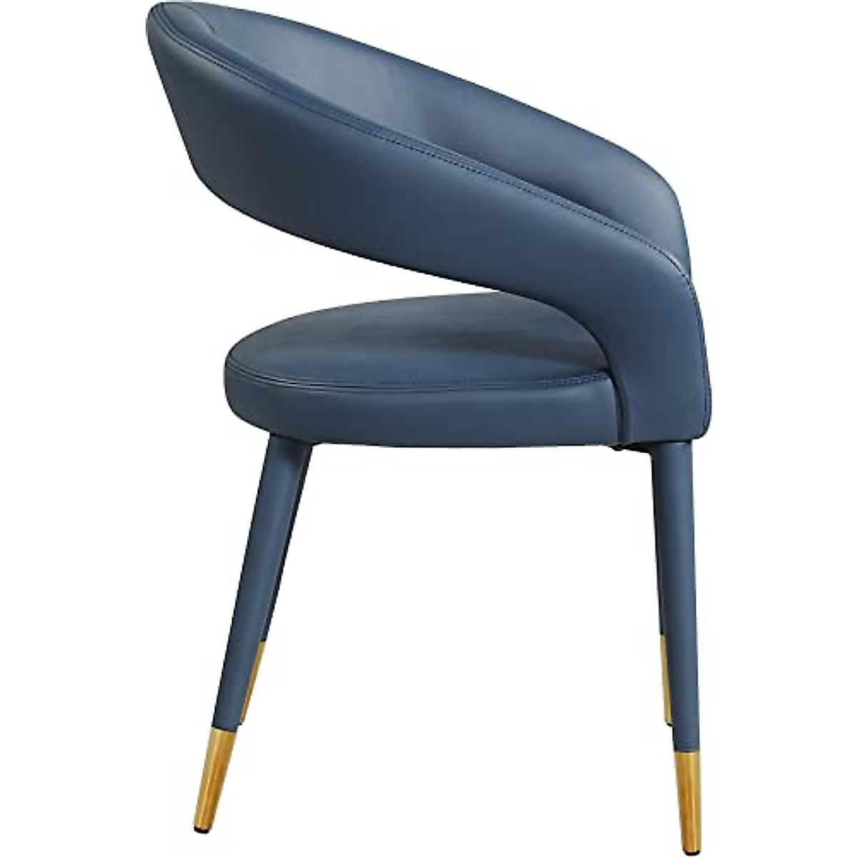 Meridian Furniture Destiny Collection Modern | Contemporary Faux Leather Upholstered Rounded Back Dining Chair, 23" W x 23" D x 31.5" H, Navy