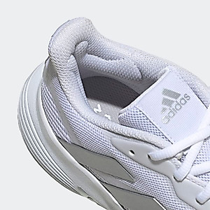 adidas Women's CourtJam Control Tennis Shoe, White/Silver Metallic/White, 7.5