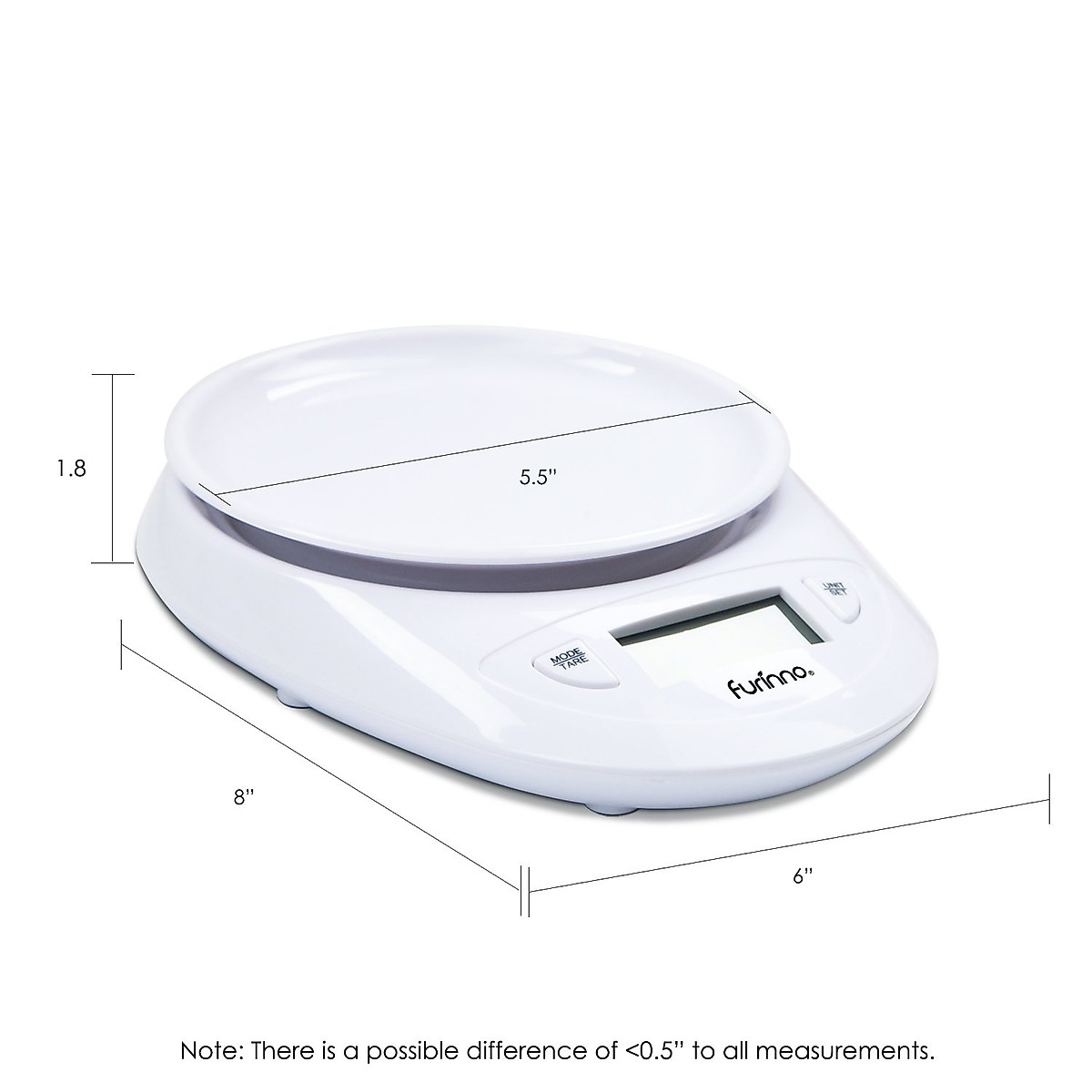 Furinno DaPur Precision Kitchen Scale, White