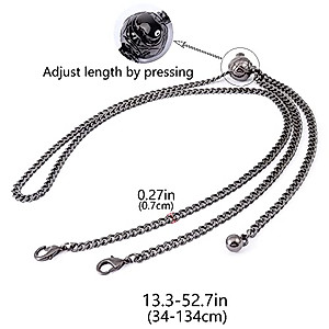 Portable phone clip adjustable crossbody chain phone chain accessories metal chain phone case lanyard phone lanyard crossbody rope (Cell phone clips and chains（Gun Black color）X02)