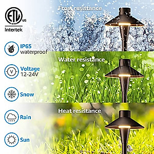 LEONLITE 3CCT Low Voltage Pathway Lights, 12-24V LED Landscape Path Light, 3000K/4000K/5000K Selectable, CRI90, IP65 Waterproof Landscape Lighting, Aluminum Housing, Oil Rubbed Bronze, Pack of 6