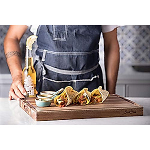 PREMIUM ACACIA Cutting Board & Professional Heavy Duty Butcher Block w/Juice Groove - Extra Large (17"x13"x1.4") Organic, End Grain Chopping Block. Ideal Serving Tray for Meat & Cheese