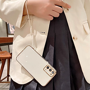 for Note 20 case Case,Galaxy Note 20 case for Women Electroplating Luxury Bling Aesthetic Trendy Pretty, Full Camera Soft TPU Protection Shockproof Cover for Samsung Note 20 (white)