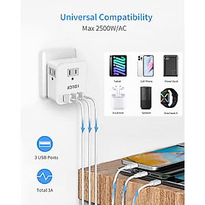European Travel Plug Adapter, FDTEK US to Europe Power Adapter with 3 USB and 3 AC Outlet, Euro Charger Adaptor Type C for USA to EU France Germany Greece Italy Israel Spain, 2-Pack