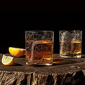 London City Map Whiskey Glass, Unique Gift, 10.5 oz
